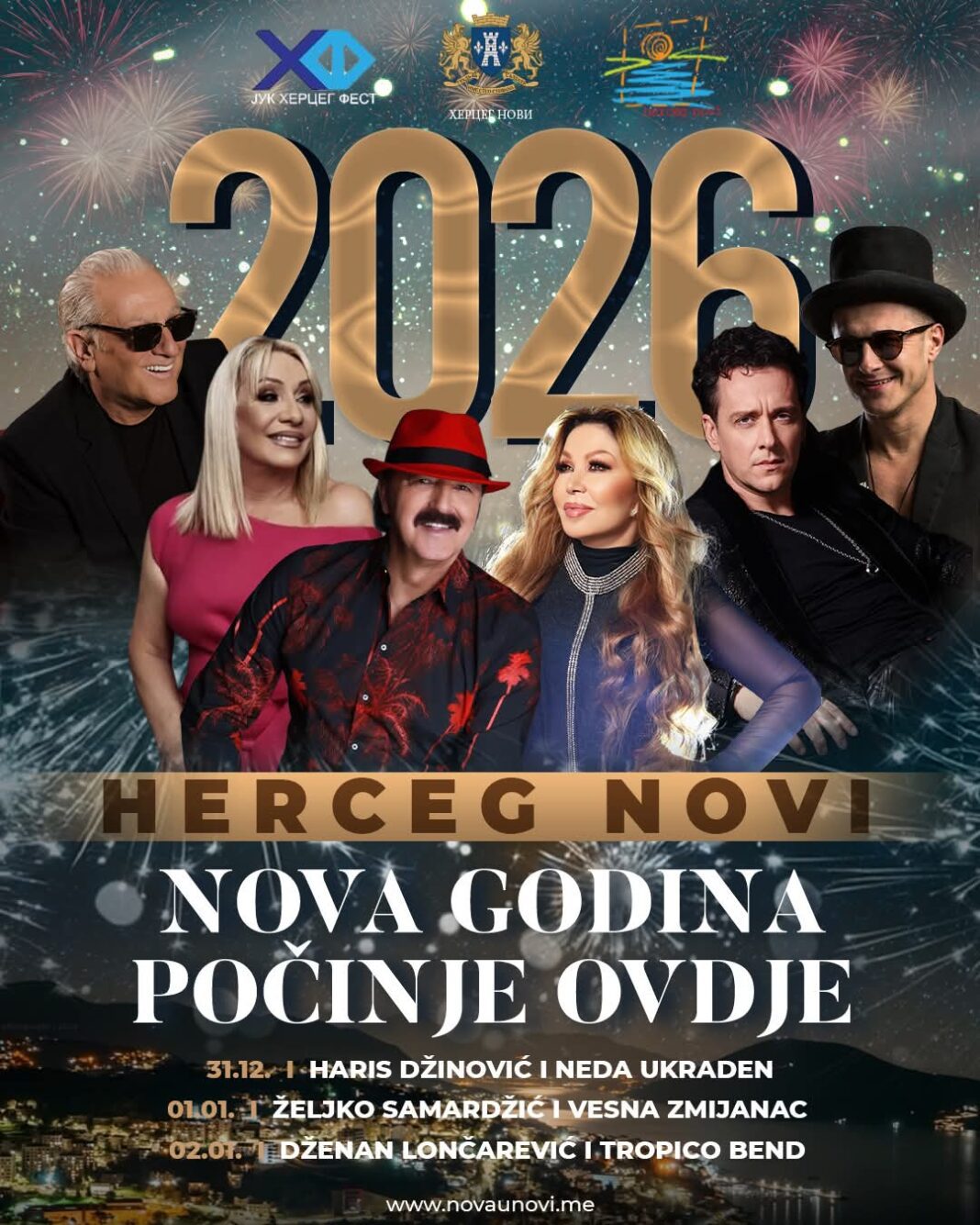 Doček 2026. godine u Herceg Novom uz Harisa Džinovića i Nedu Ukraden ...